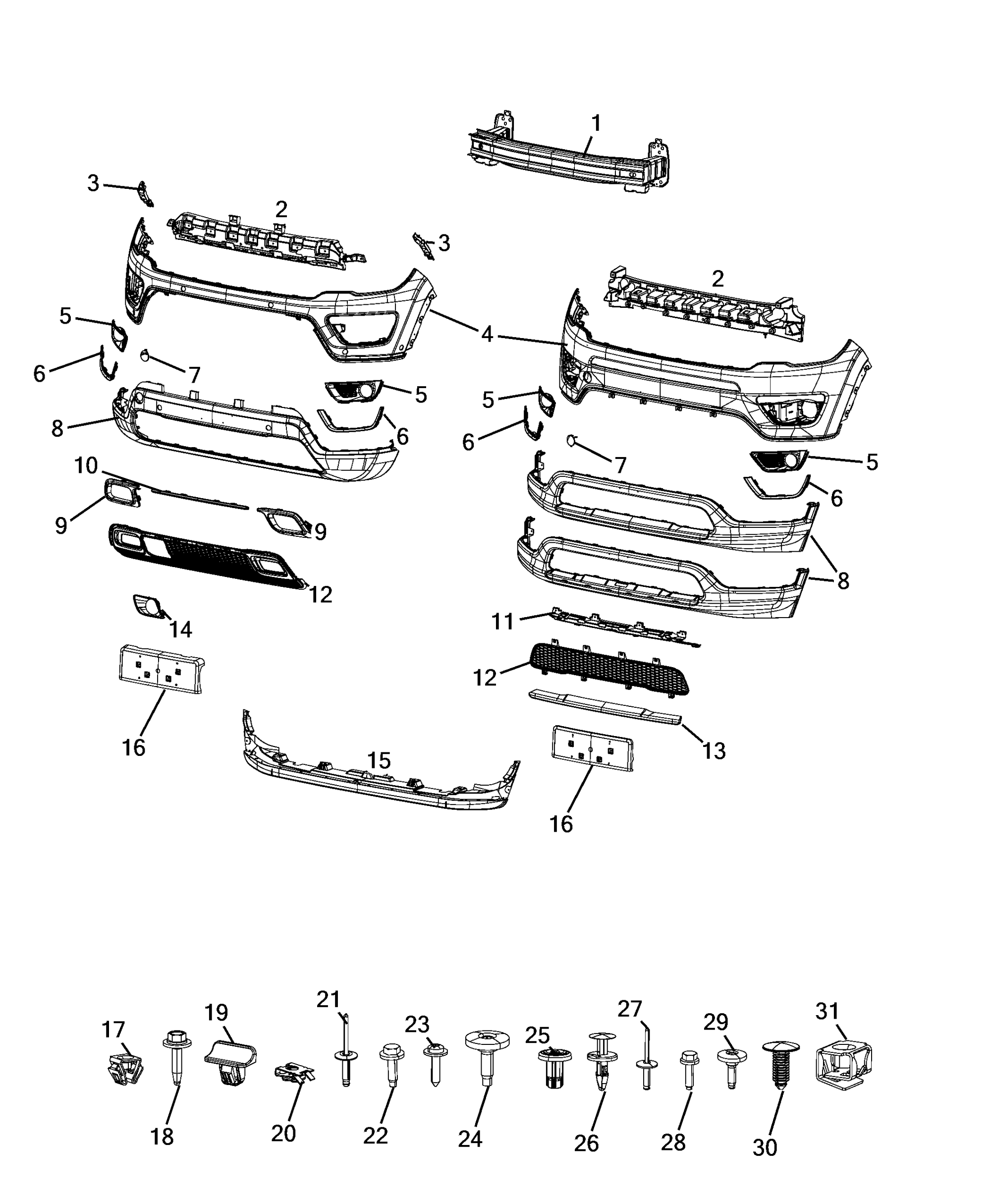 Grila Centrala Bara Fata Jeep Compass 5UP88RXFAA